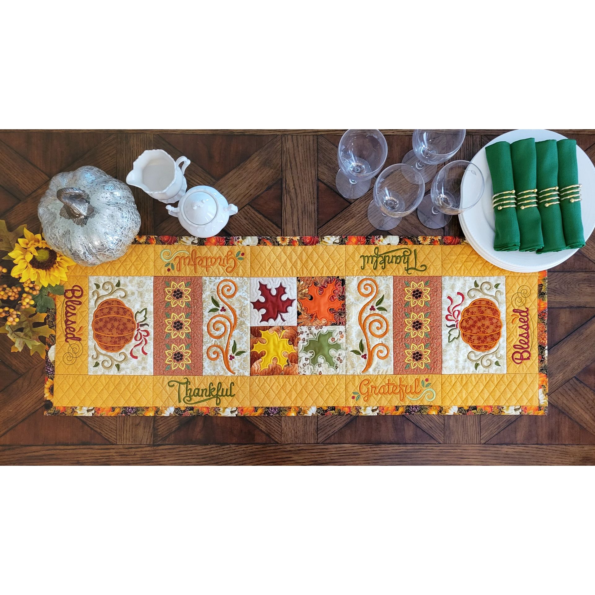 ITH Fall Table Runner 1 Machine Embroidery Designs by JuJu