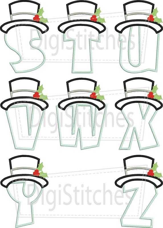 Snowman Hat Applique Alphabet