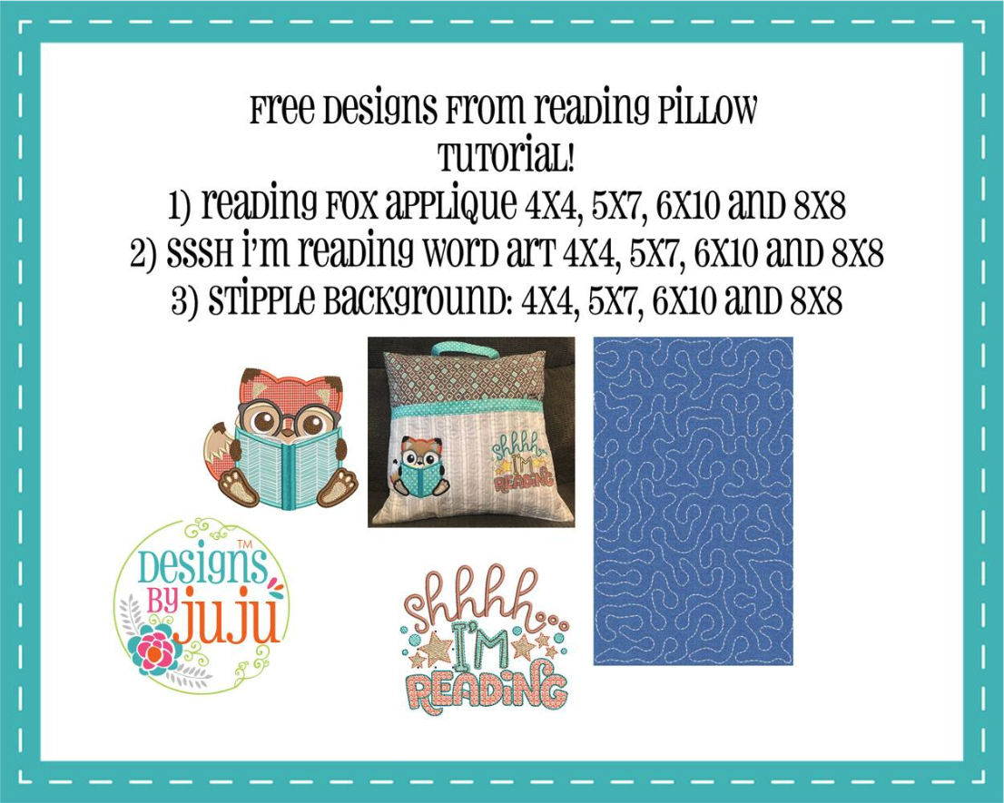 Project Tutorial: New Reading Pillow - Designs By JuJu Embroidery Blog!