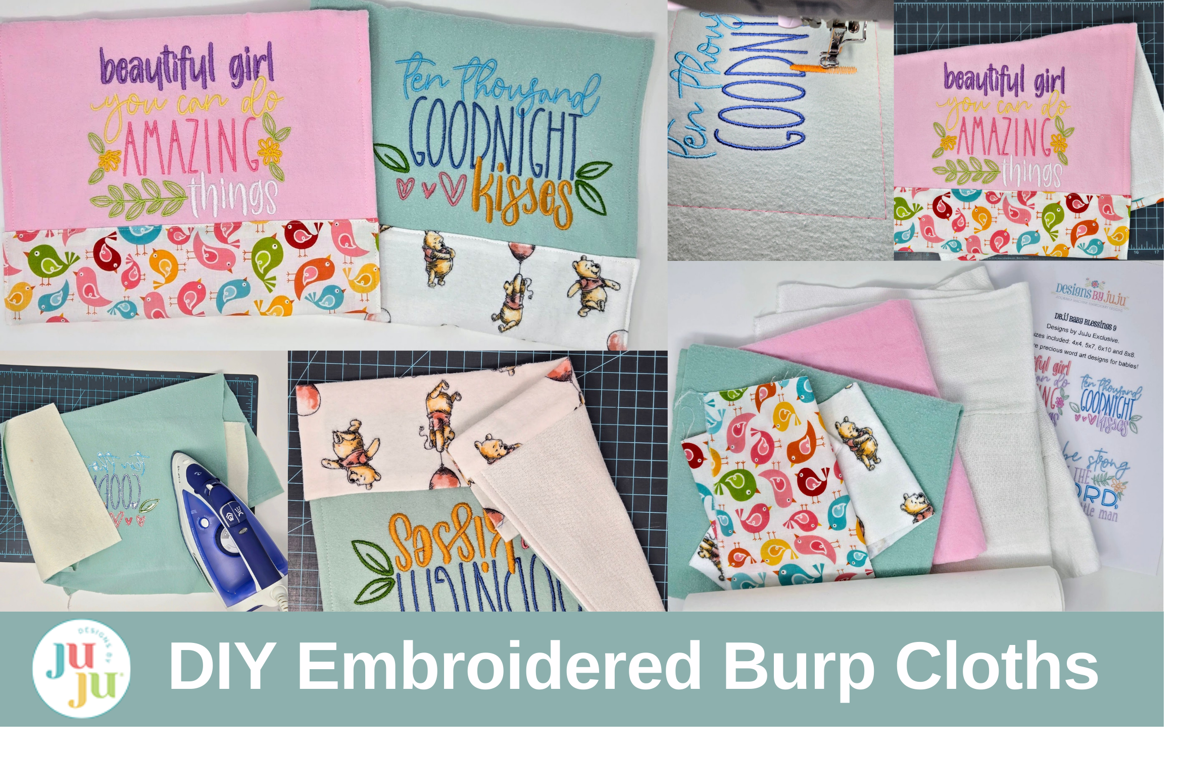 How to Make Fast & Easy Embroidered Burp Cloths – DIY Baby Gift ...