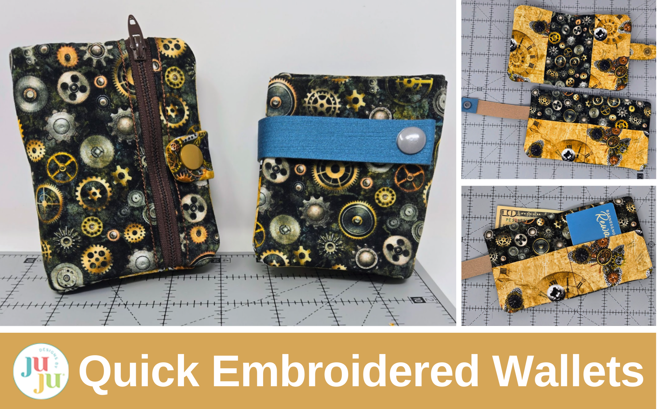 Quick and Easy Machine Embroidered Wallets — In-the-Hoop DIY Gift Idea ...